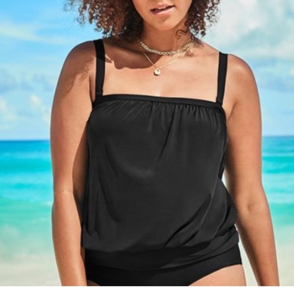 Swimsuits For All | Swim | Nwt Bandeau Blouson Flowy Tankini Top ...
